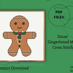 Gingerbread Man Cross Stitch Pattern: Winter Christmas Embroidery (PDF ...