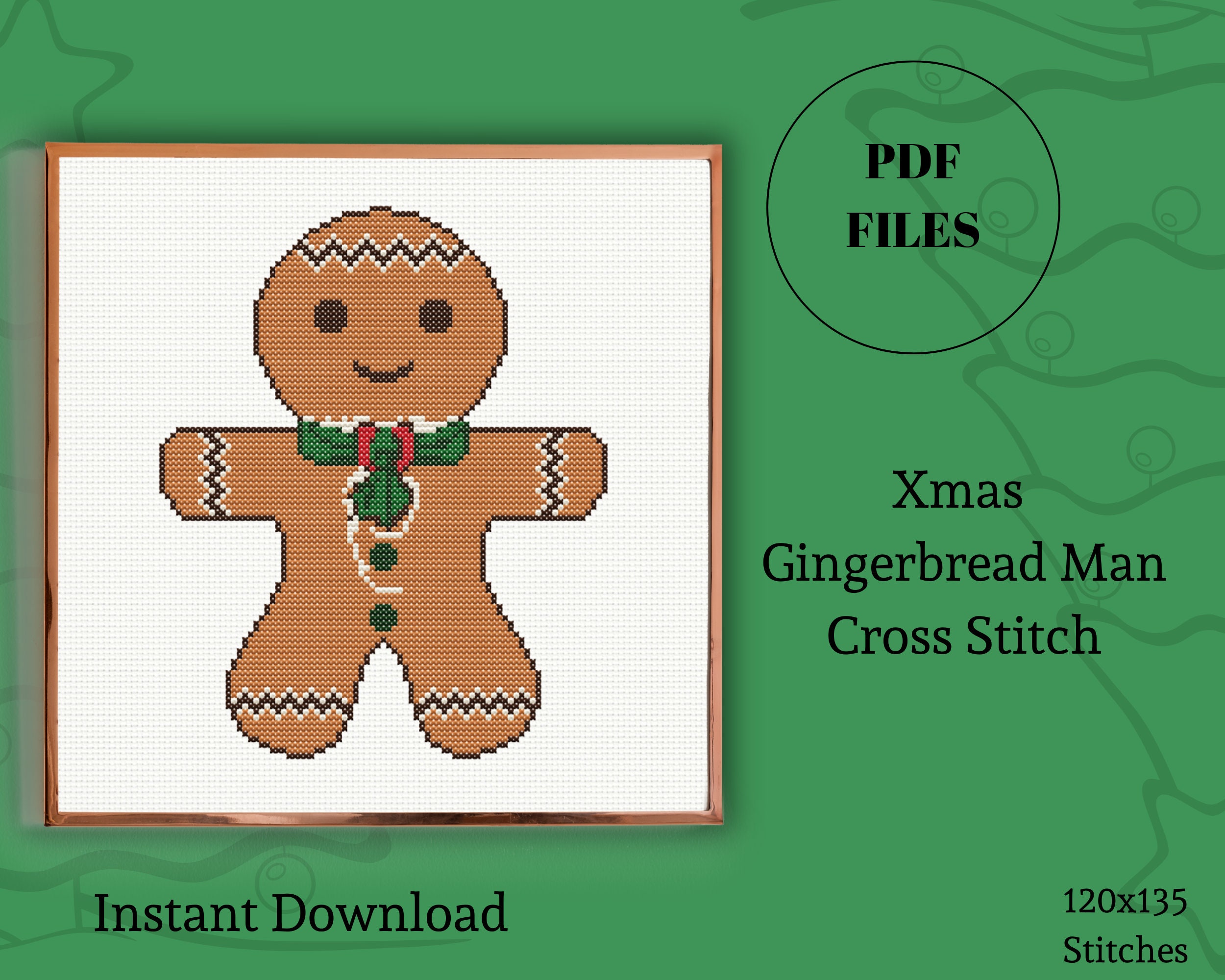 Gingerbread Man Cross Stitch Pattern: Winter Christmas Embroidery (PDF ...