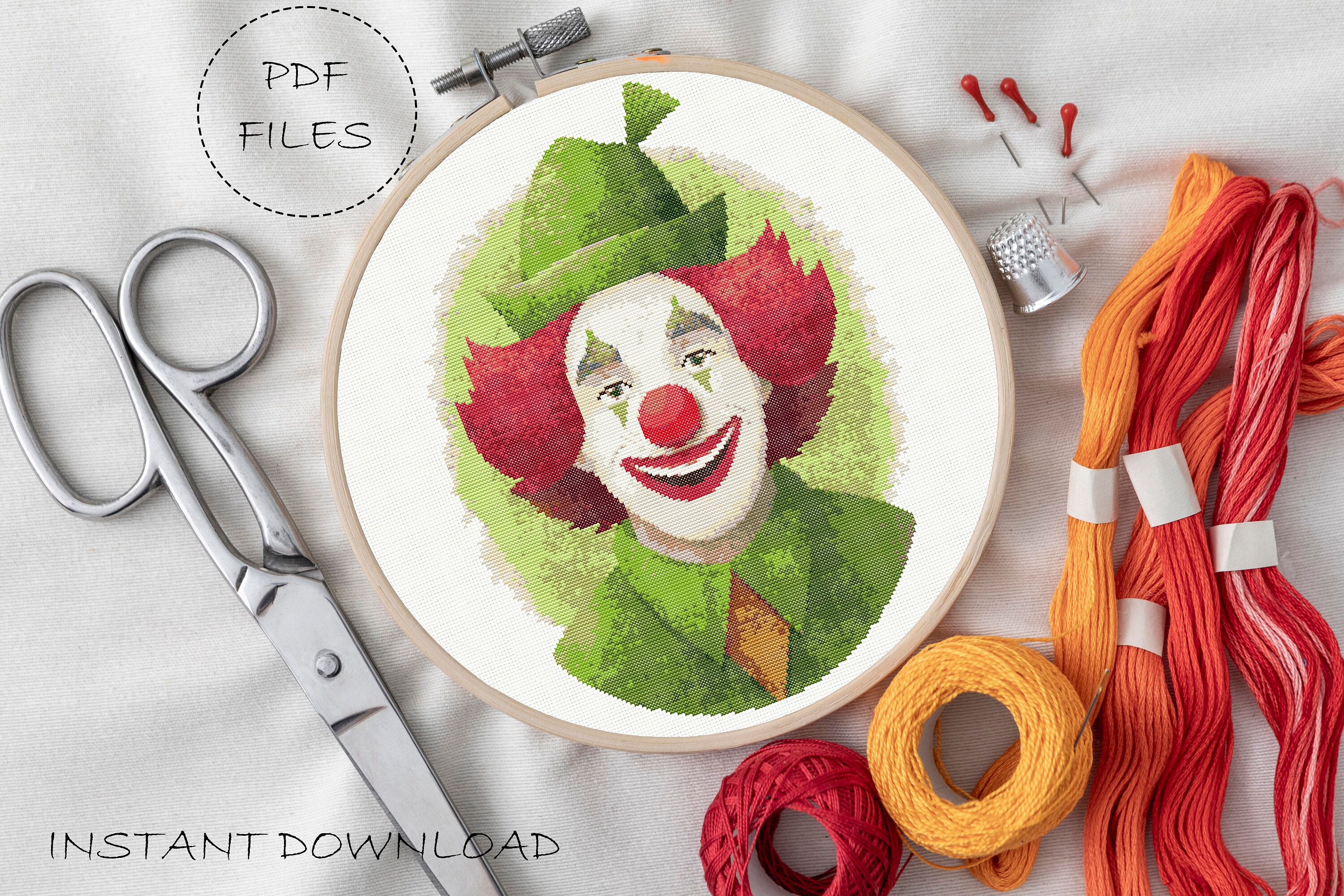 Clown Cross Stitch Pattern | Clown Cross Stitch PDF | Clown Cross ...
