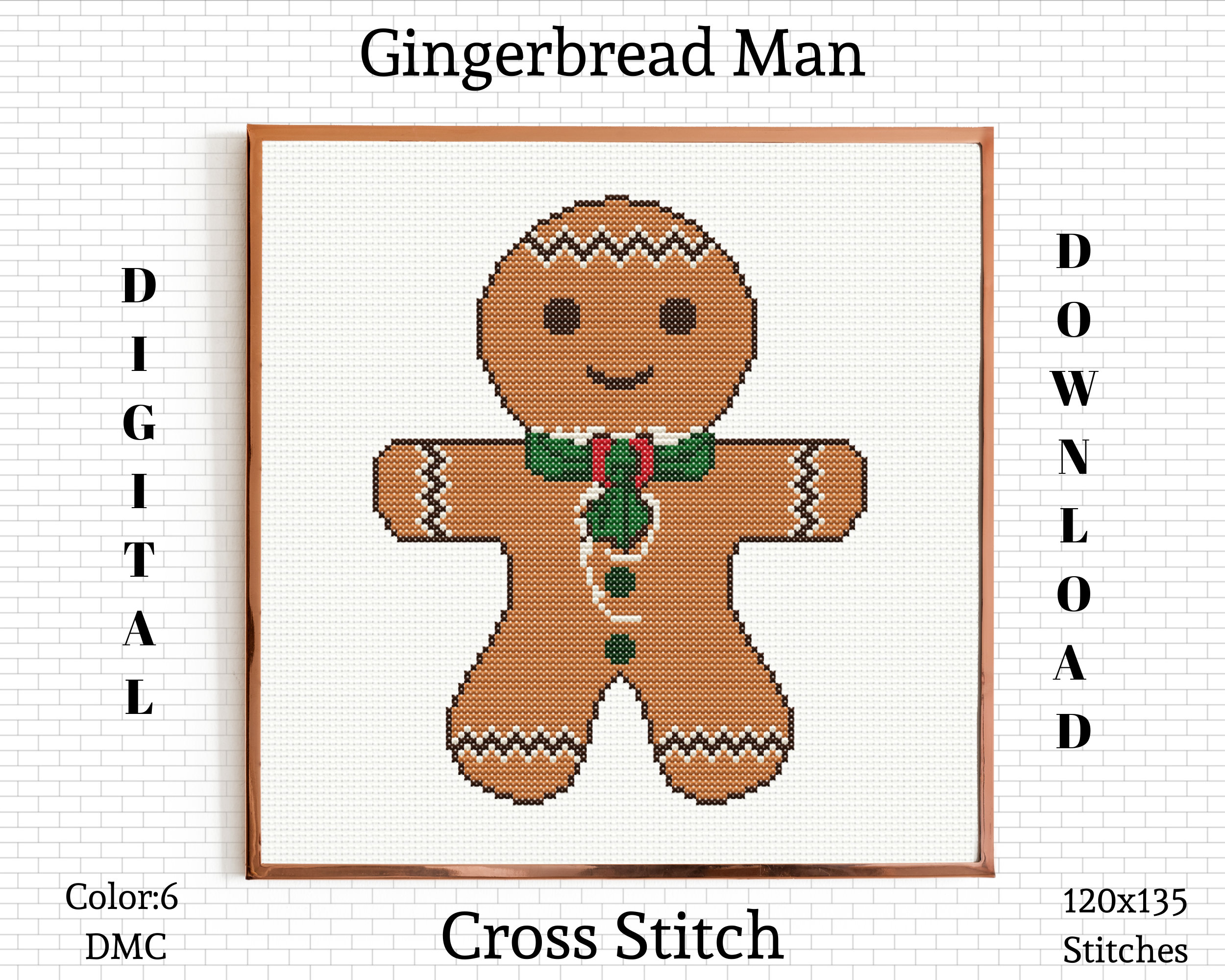 Gingerbread Man Cross Stitch Pattern | Winter Cross Stitch | Christmas ...