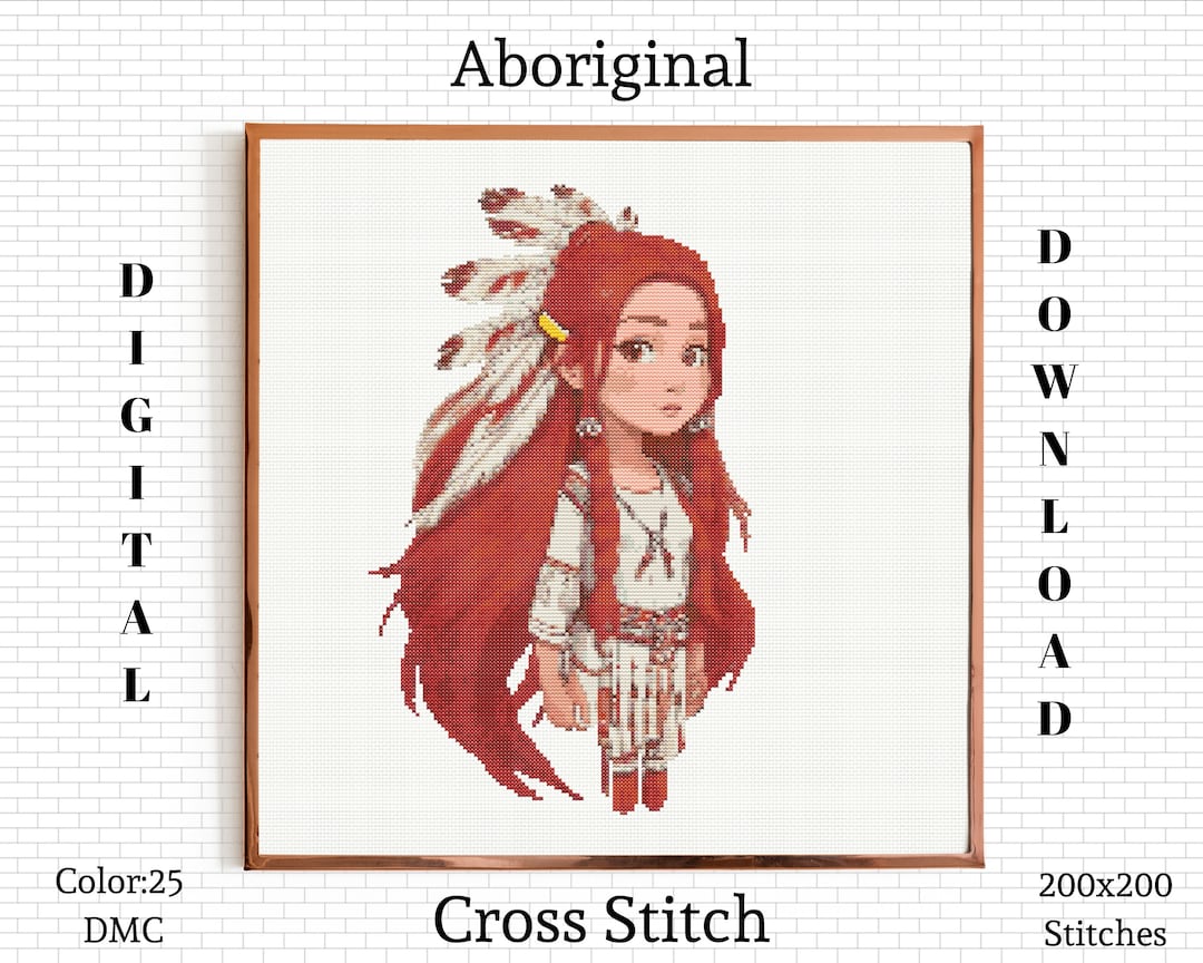 Aboriginal Girl Cross Stitch Pattern: Ethnic Embroidery (PDF Pattern ...