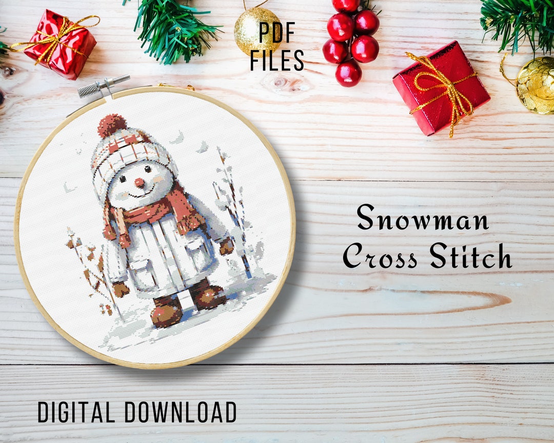 Christmas Embroidery Pattern Snowman Embroidery Pattern - Etsy