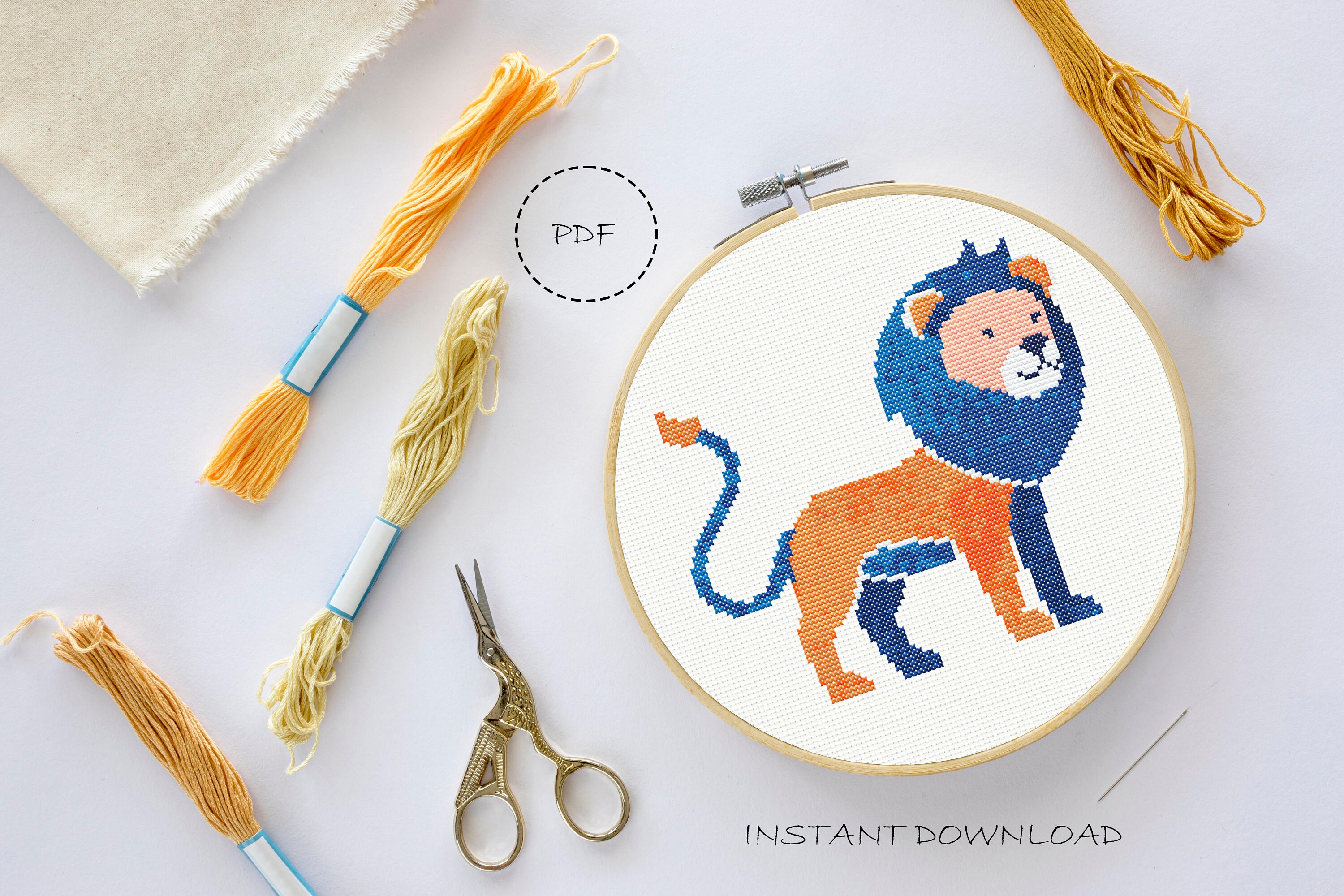 Lion Cross Stitch | Lion Cross Stitch Pattern | Lion Cross Stitch Kit ...