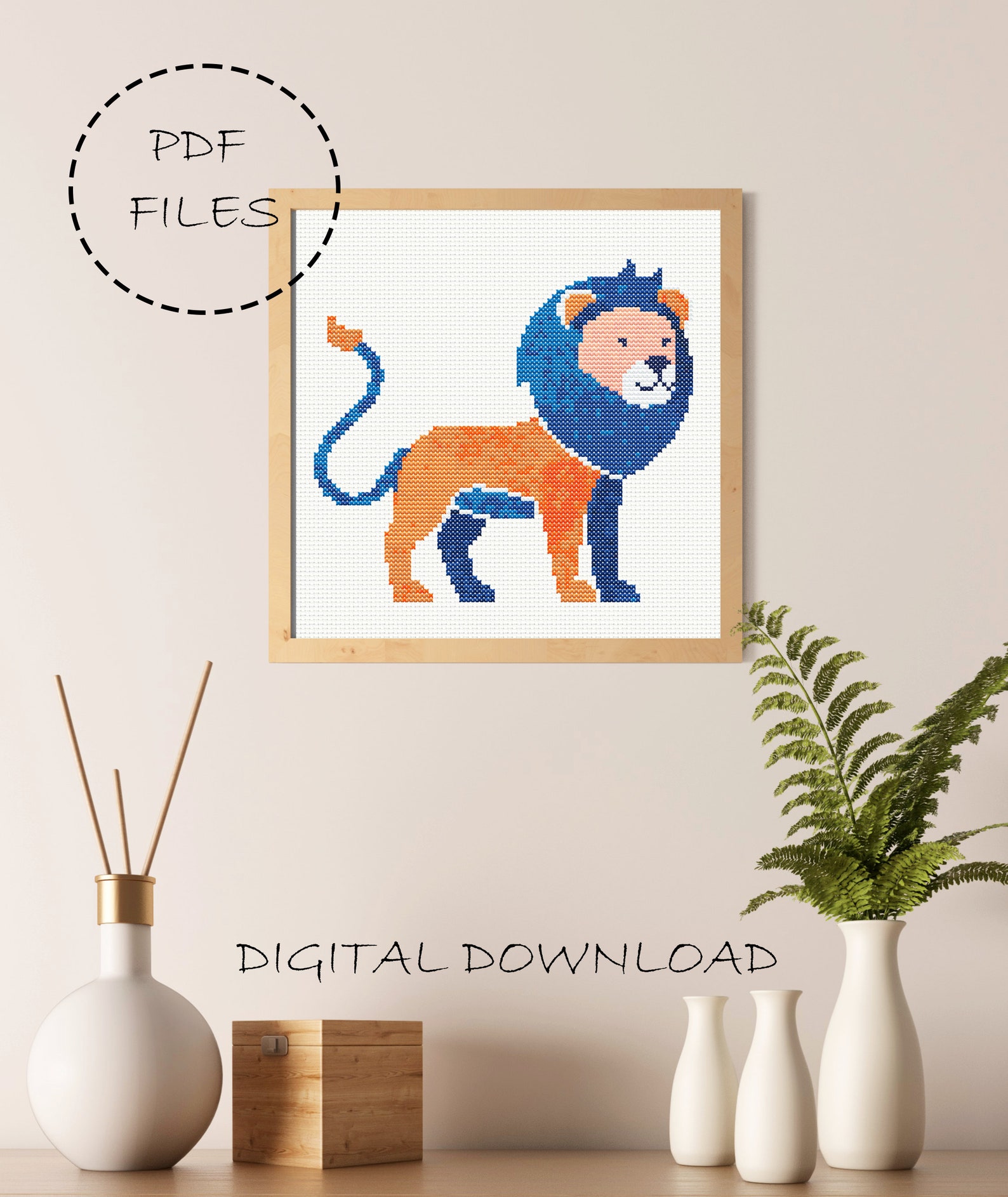 Lion Cross Stitch | Lion Cross Stitch Pattern | Lion Cross Stitch Kit ...