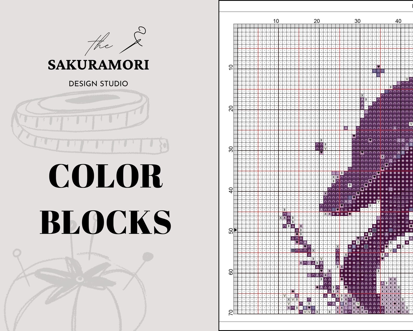 Samurai Cross Stitch Pattern | Sakura Cross Stitch | Cherry Blossom ...