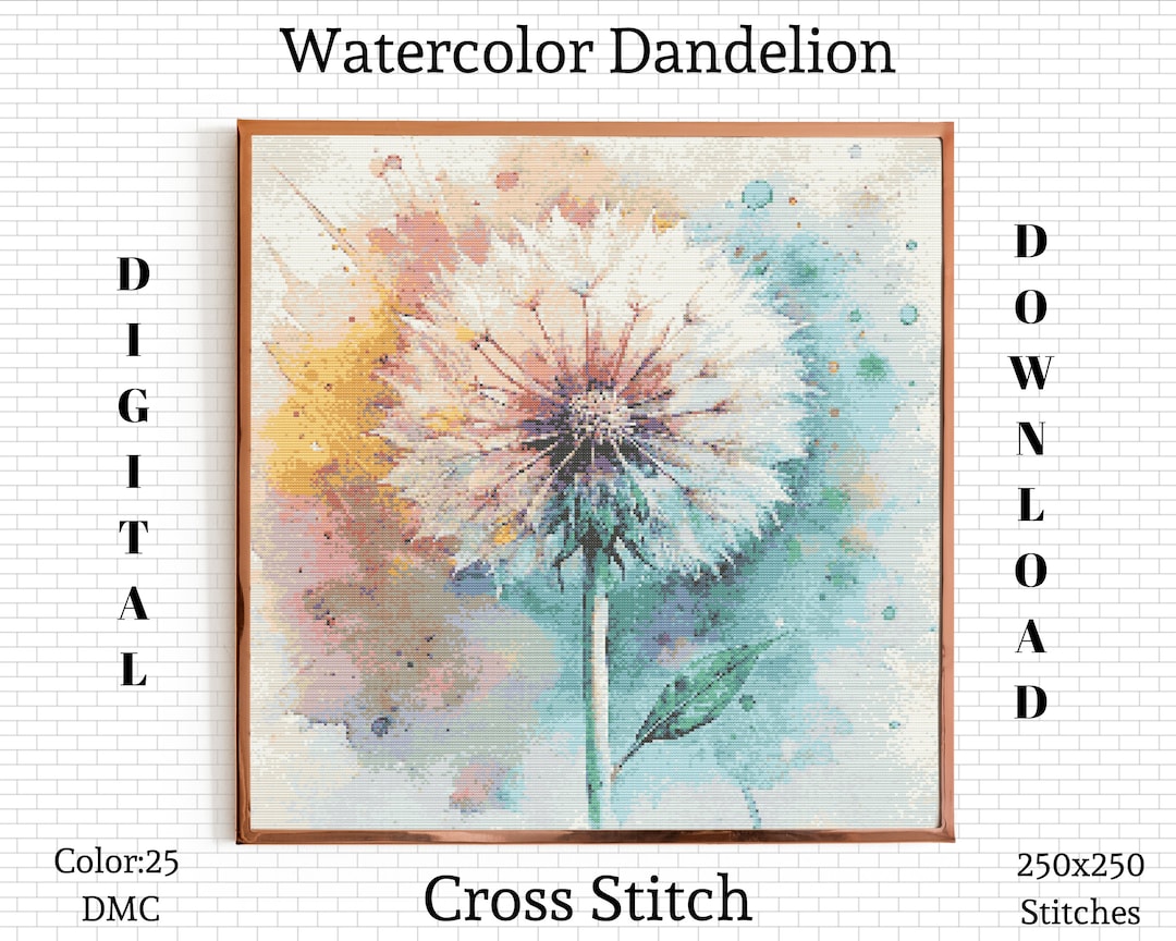 Dandelion Flower Cross Stitch Pattern: Modern Embroidery Design (PDF ...