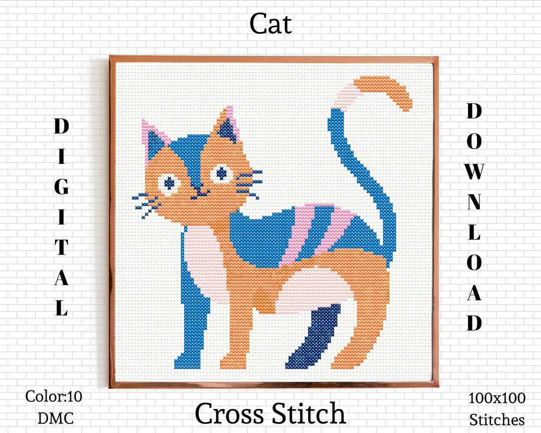 Cat Cross Stitch Pattern | Cat Cross Stitch | Cat Cross Stitch Kit ...