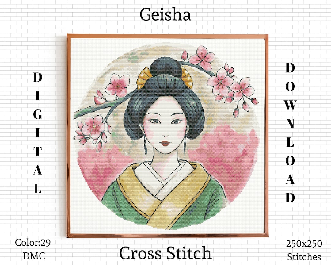 Geisha Cross Stitch Pattern: Asia Embroidery Design (PDF) - Etsy