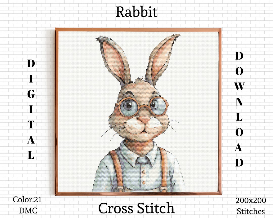 Rabbit Cross Stitch | Rabbit Cross Stitch Pattern | Baby Cross Stitch ...