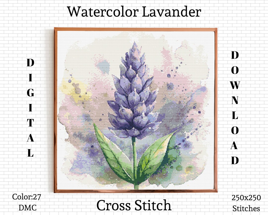 Lavender Flower Cross Stitch Pattern: Modern Floral Embroidery (PDF ...