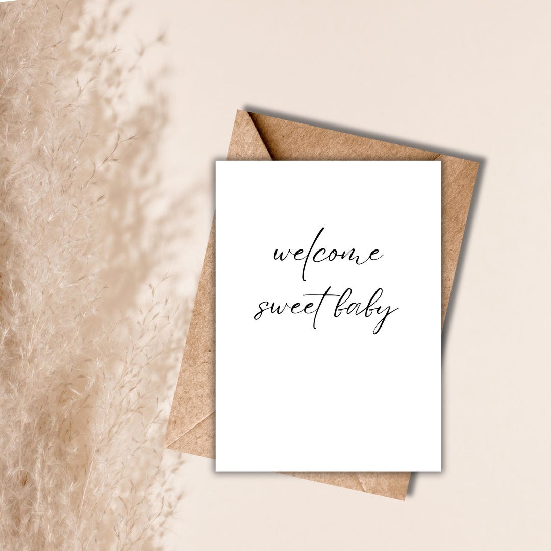 Printable Baby Shower Card | Welcome Sweet Baby | Neutral Baby Shower ...