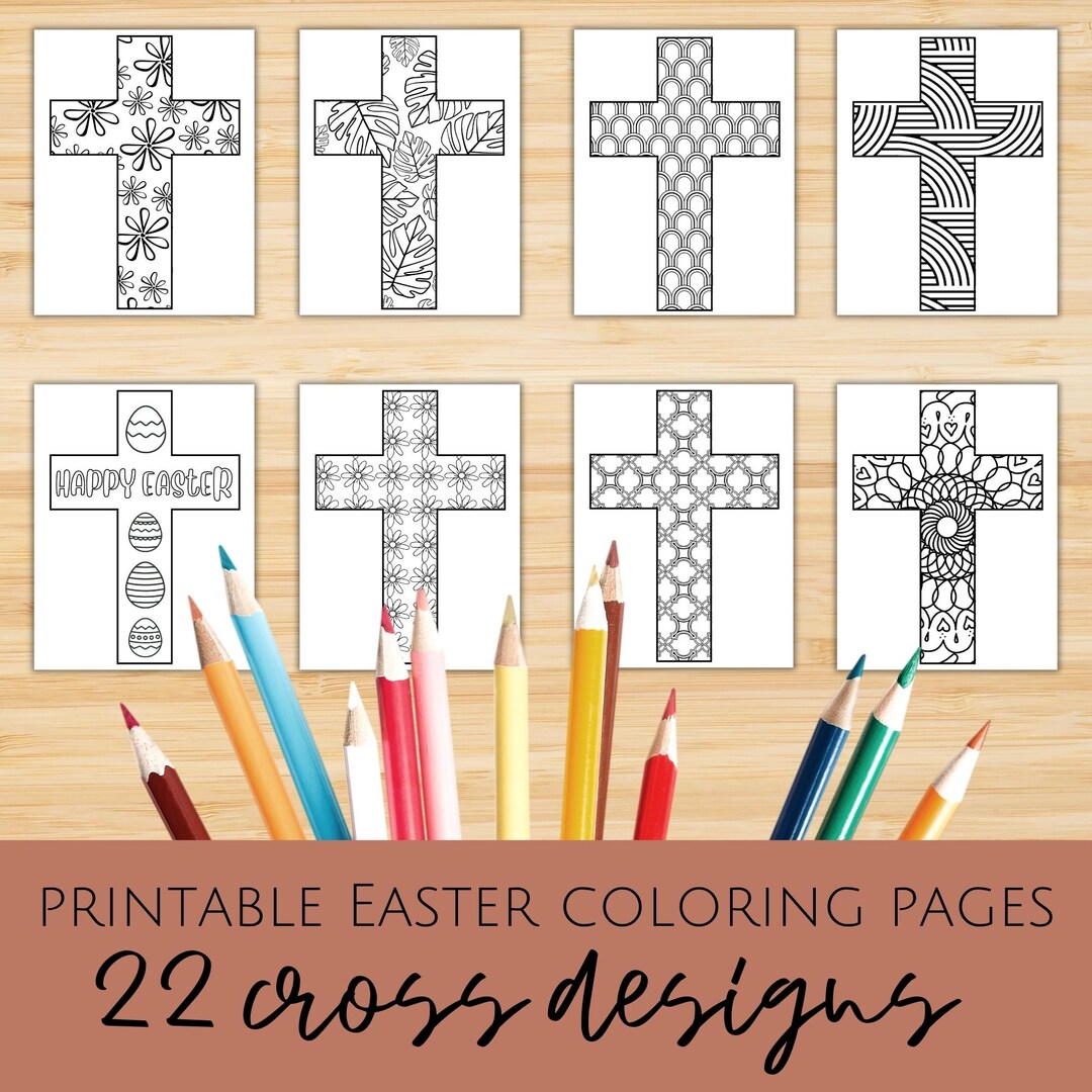 Christian Easter Coloring Pages for Adults and Kids | Holiday | Cross ...