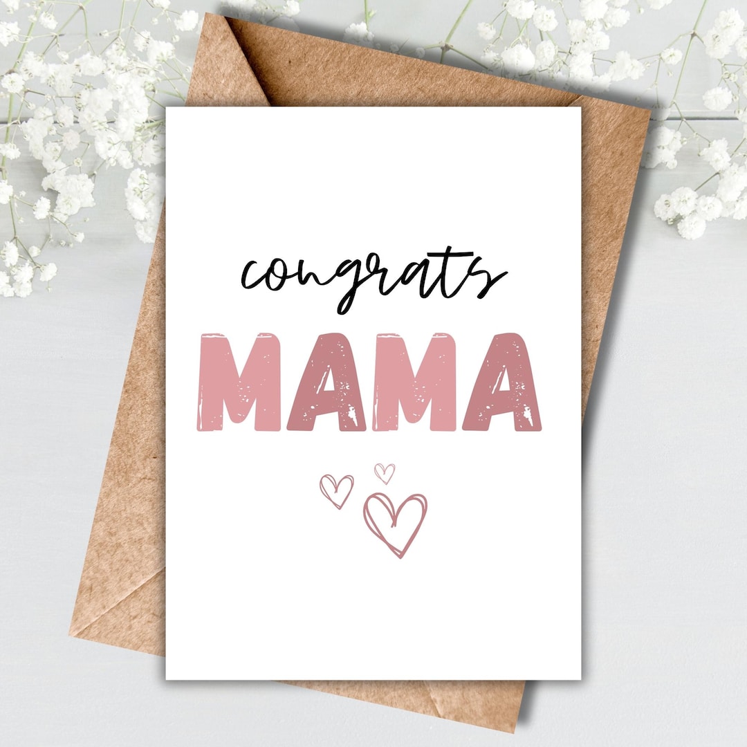 Printable Congrats Mama Card | Minimalist Baby Shower | Newborn Mom ...