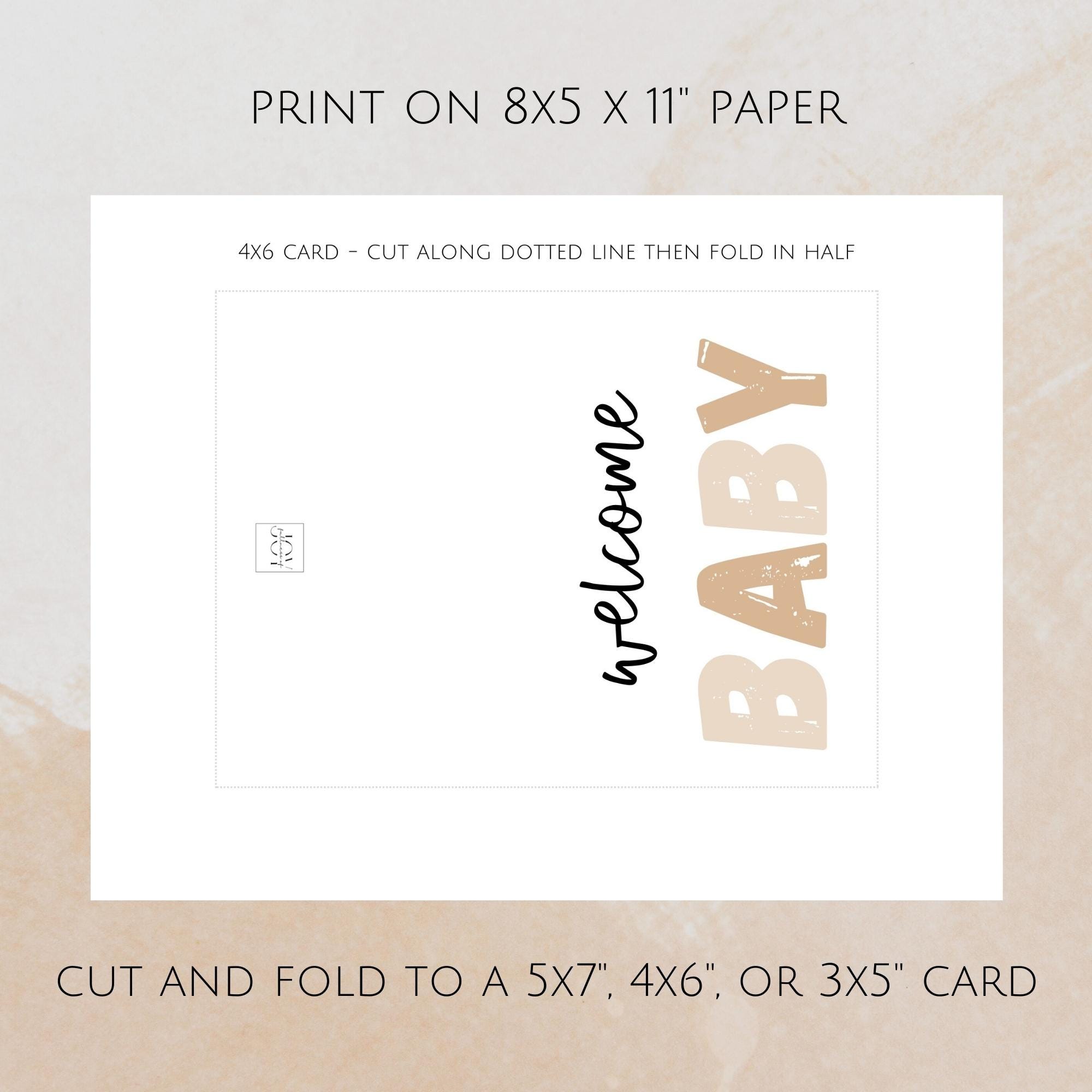 Printable Welcome Baby Card | Minimalist Baby Shower | Newborn Mom ...