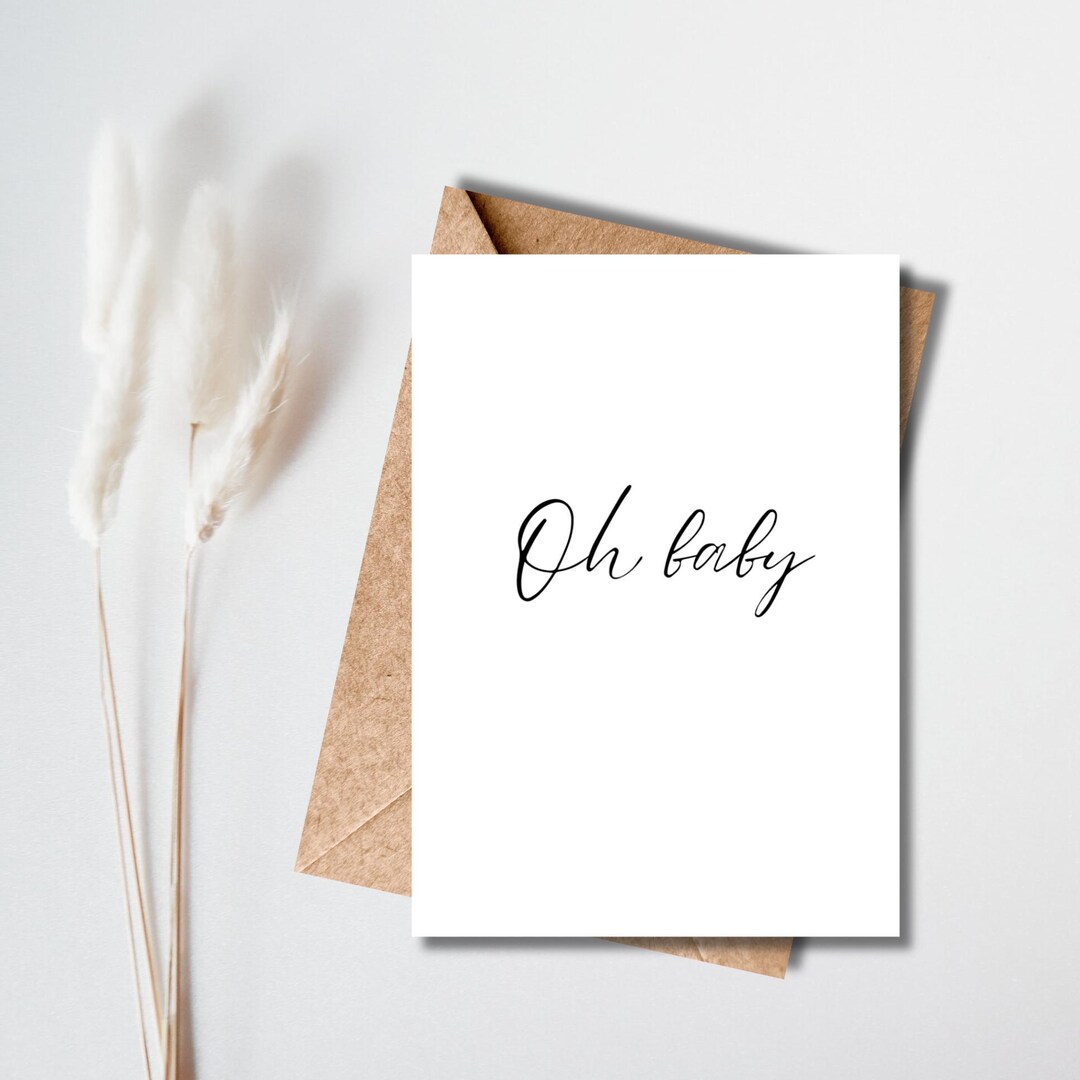 Printable Baby Shower Card | Oh Baby | Neutral Baby Shower Card ...