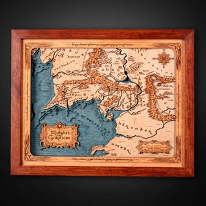 Mapa de madera en 3D de Rohan y Gondor - Etsy México