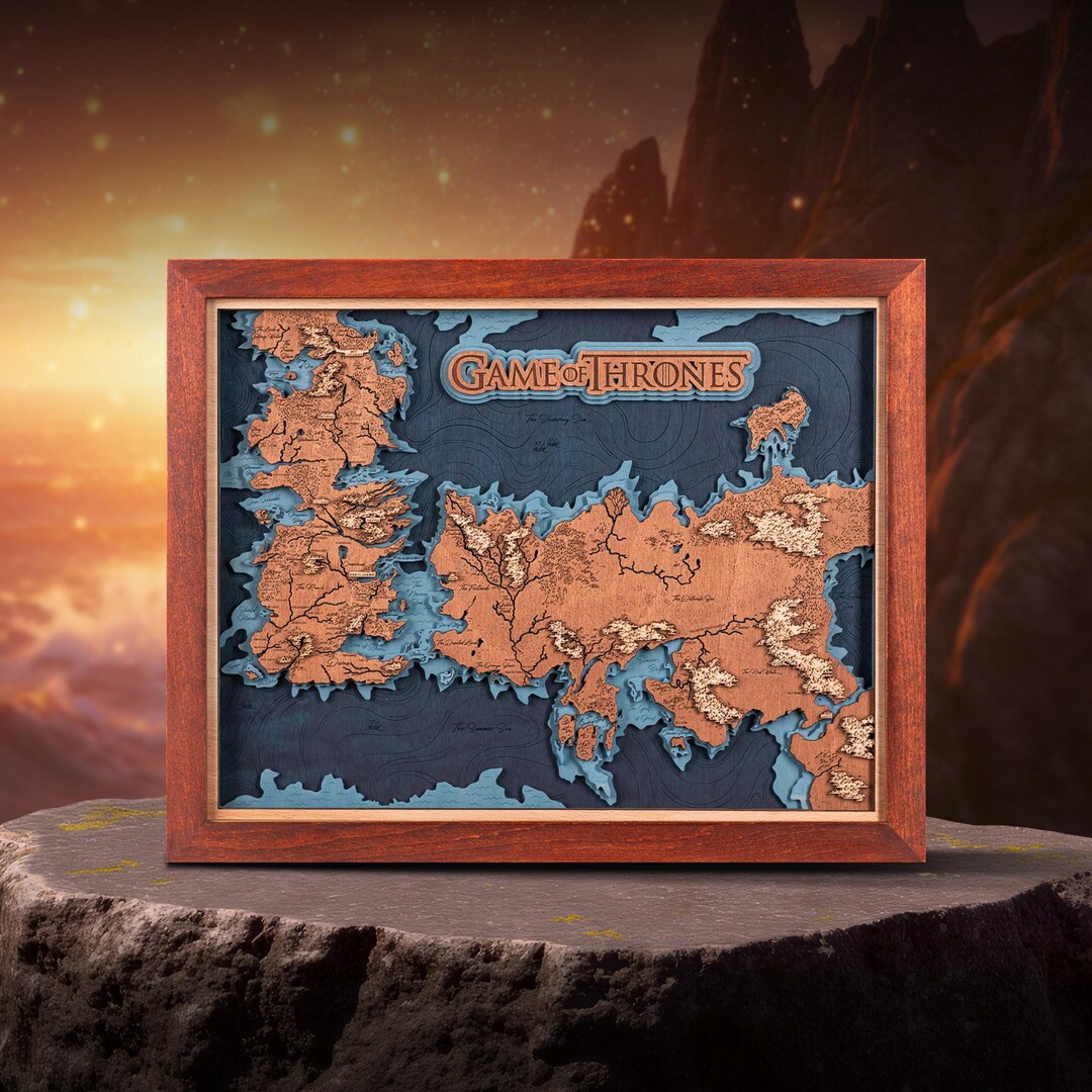 Game of Thrones 3D Map Dark - House of the Dragon Fantasy Books Reader ...