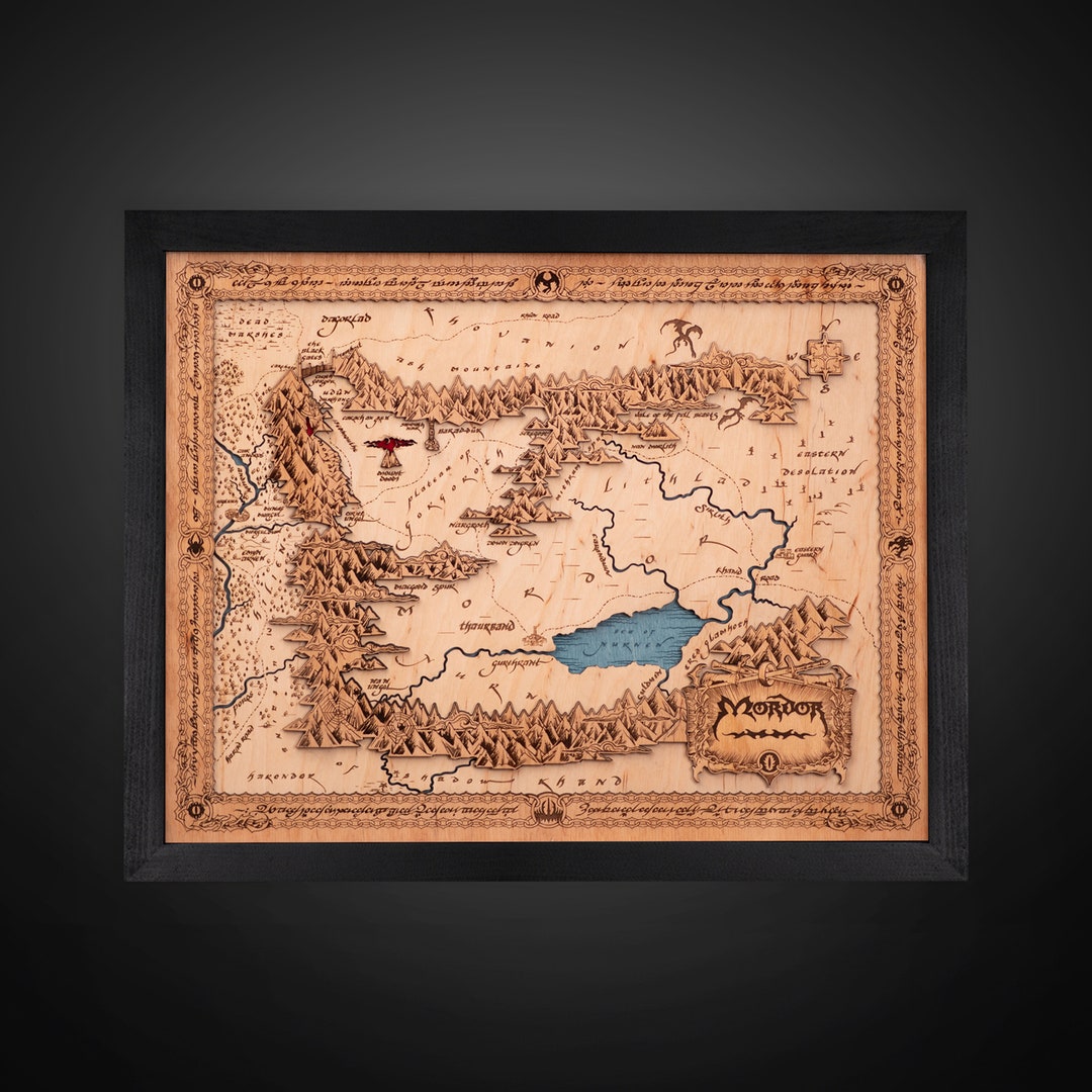 Mordor 3D Wood Map - Gift Idea for the Lord of the Rings Fan - Etsy