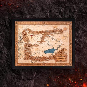 Mordor Fantasy Map - Lord of the Rings Decor - Middle Earth Map Wooden ...