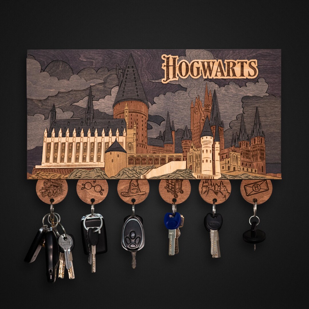 Hogwarts 3D Key Holder Night Edition - Woodcraft Fan Art Gift ...