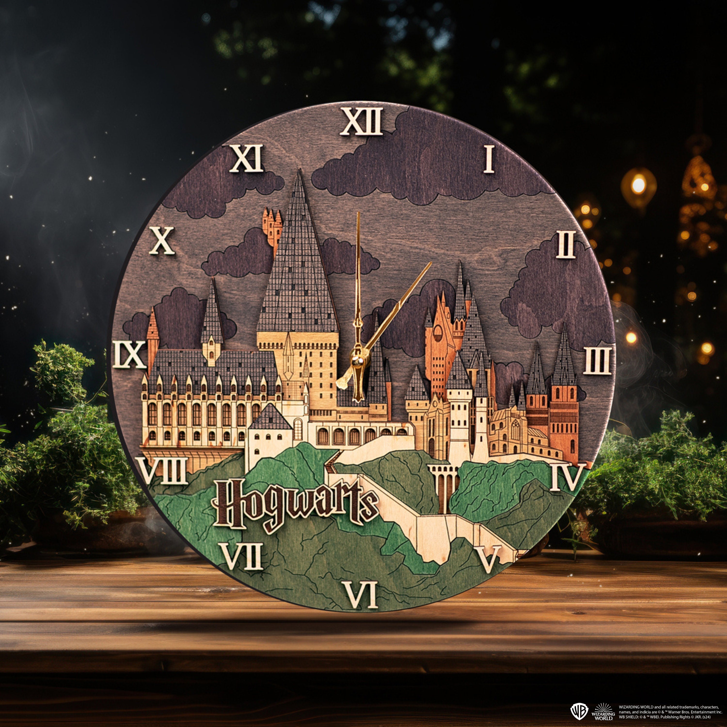 Harry Potter 3D Wall Clock - Hogwarts Night Edition. Harry Potter Gift ...