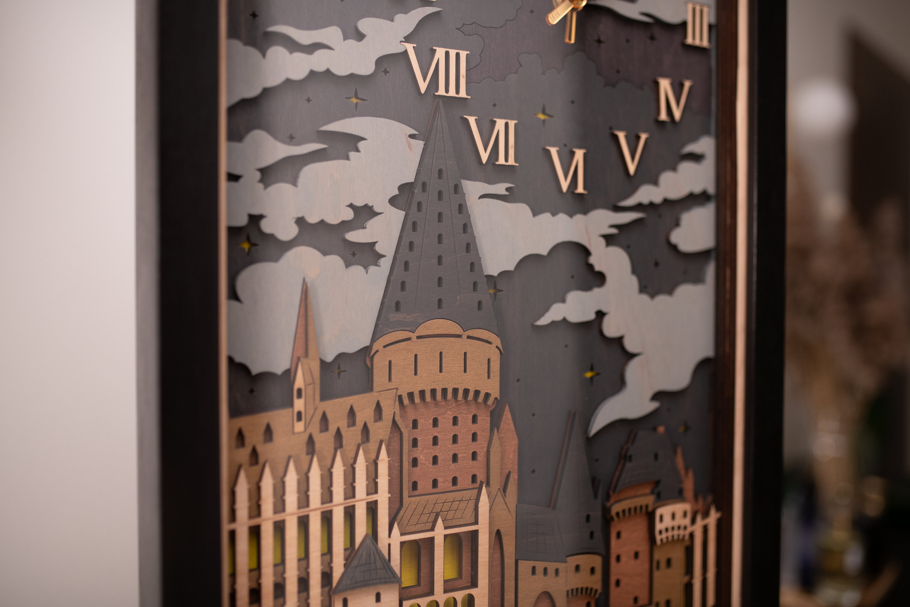 HOGWARTS 3D WOOD CLOCK - Etsy