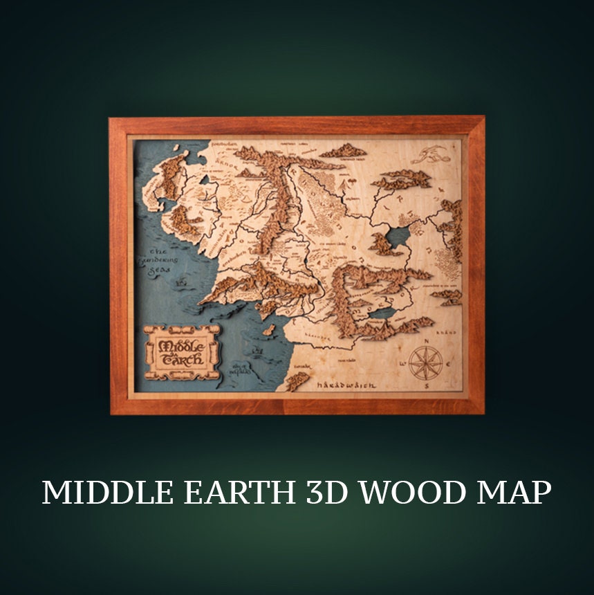 Middle Earth 3D Wood Map - Etsy