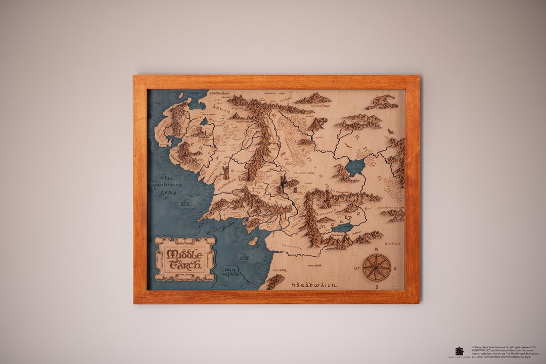 Middle Earth 3D Wood Map Lotr Map Hobbit - Etsy Canada