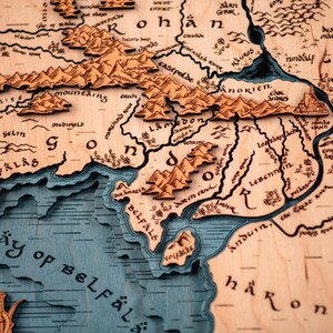 Mapa de madera en 3D de Rohan y Gondor - Etsy México