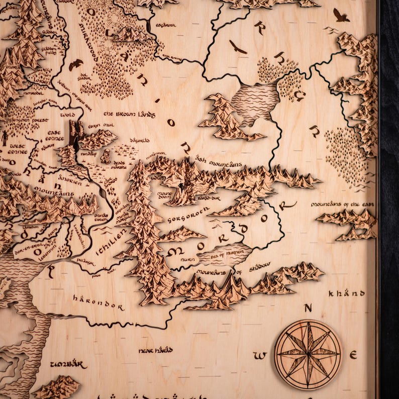 Middle Earth 3D Wood Map Natural Edition - Etsy UK