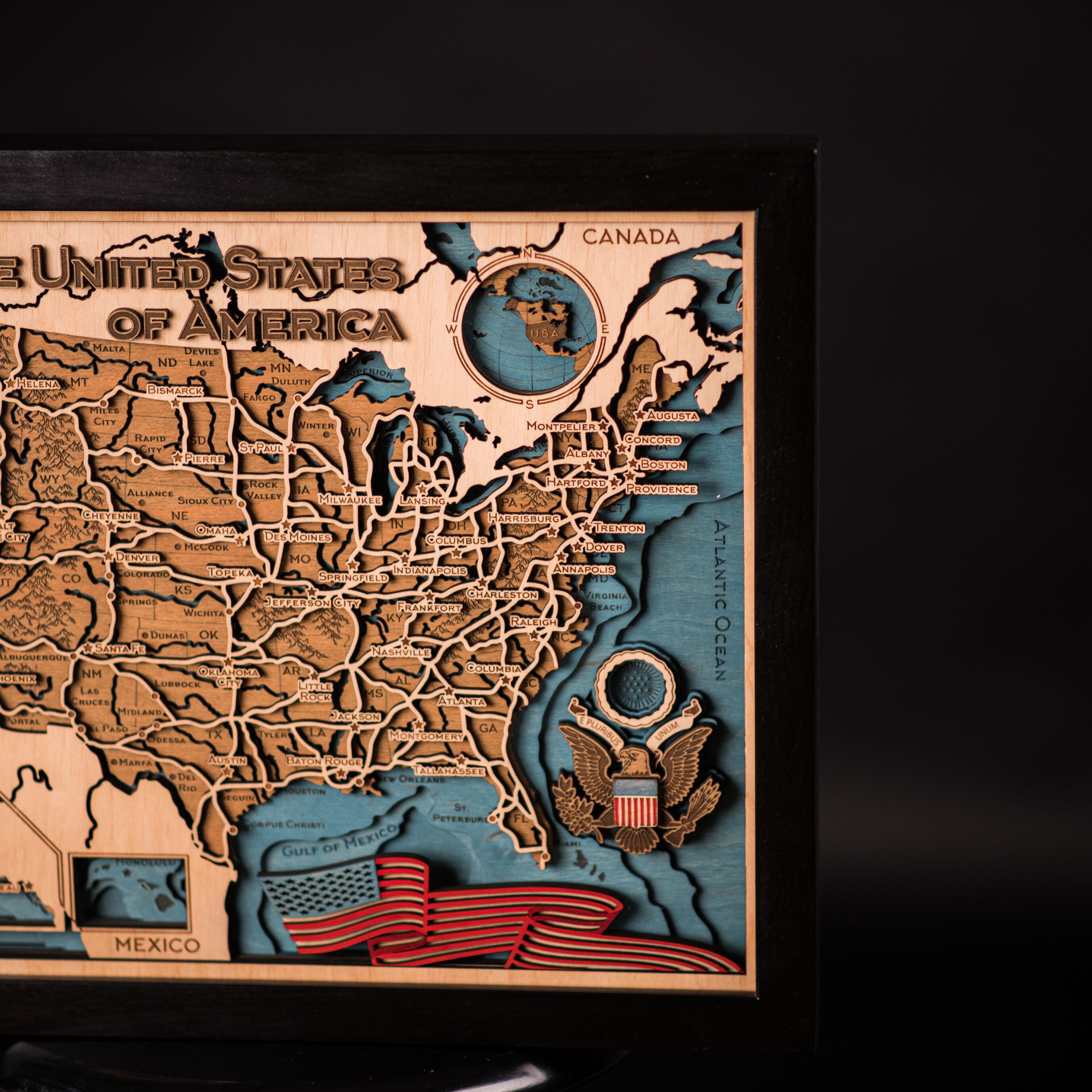 USA 3D Wood Map - Etsy