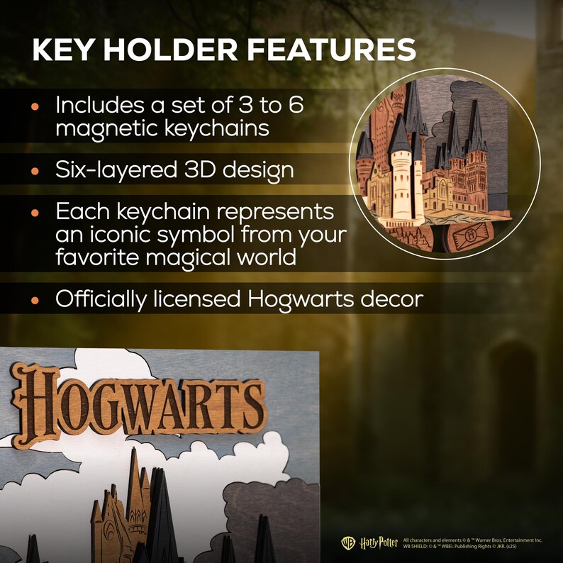 3D Hogwarts Key Holder Night Edition - Perfect Gifts for Dad Harry ...