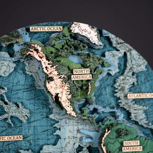 The World in Hemispheres 3D Wood Map • Unique Wall Art • Elegant ...