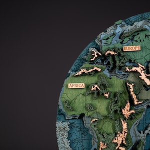 The World in Hemispheres 3D Wood Map • Unique Wall Art • Elegant ...