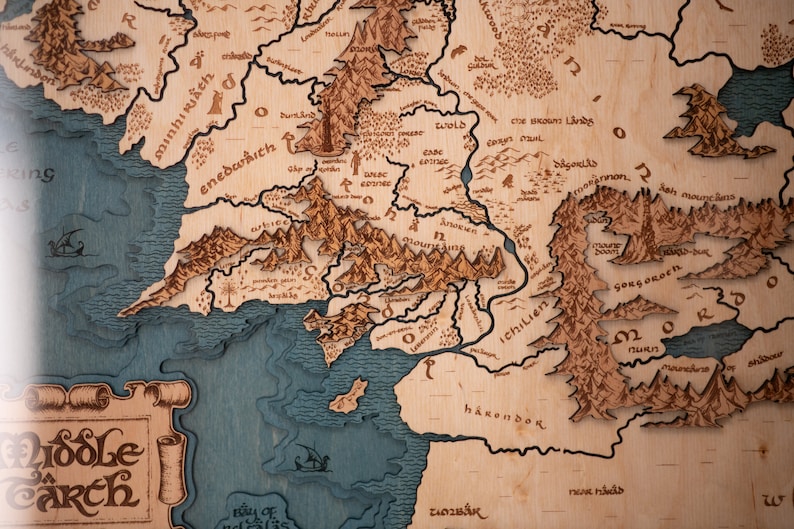 Middle Earth 3D Wood Map - Etsy