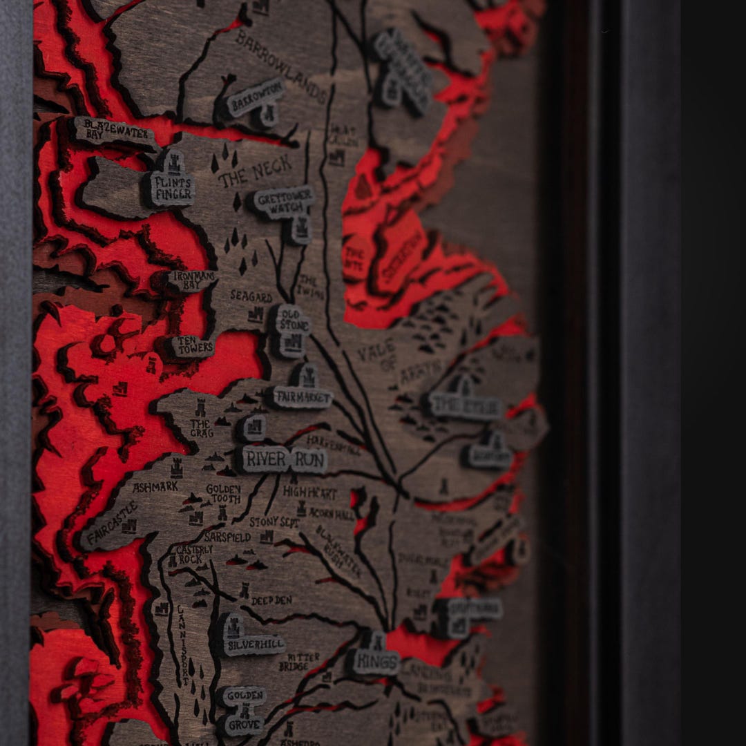 Westeros 3D Wood Map - Custom Fathers Day Gift With Personalization ...