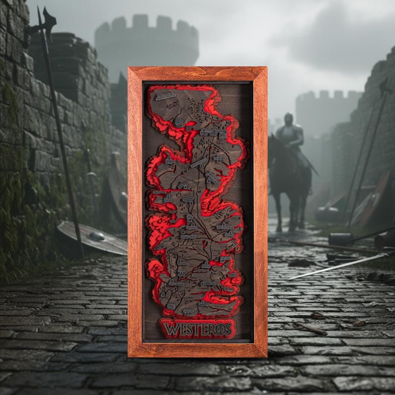 Westeros 3D Wood Map - Personalised 5th Anniversary Gift With Laser ...