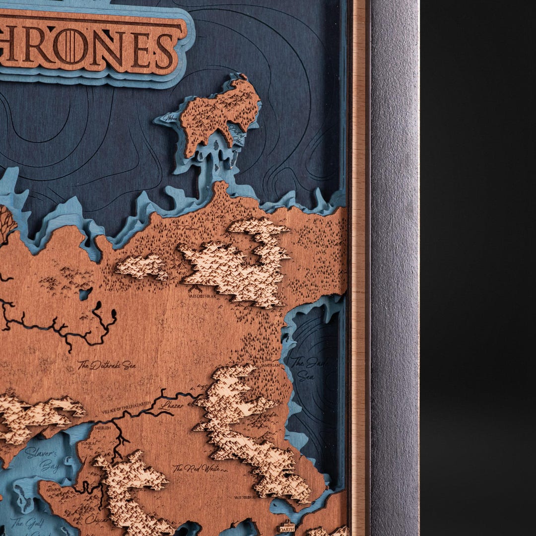 Game of Thrones 3D Map Dark- Map of Essos and Westeros 3d Laser ...