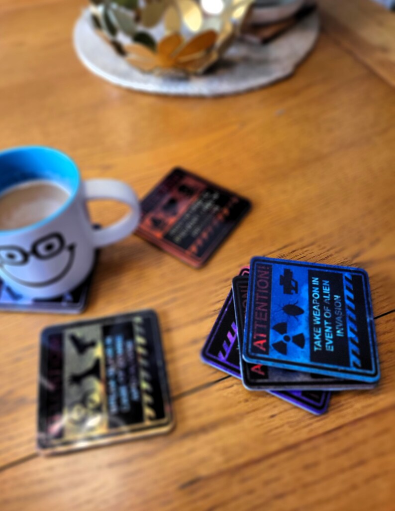 Metal Alien Invasion Coasters: ET UFO Warning Drink Mat Perfect for ...