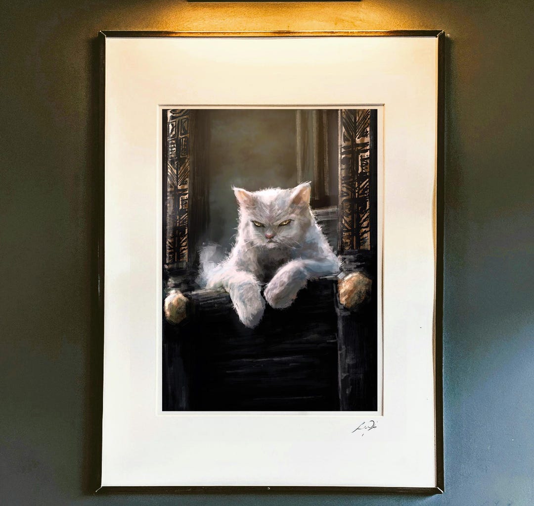 Angora Cat Fantasy Original Painting, Genuine Artwork Hand Signed ...