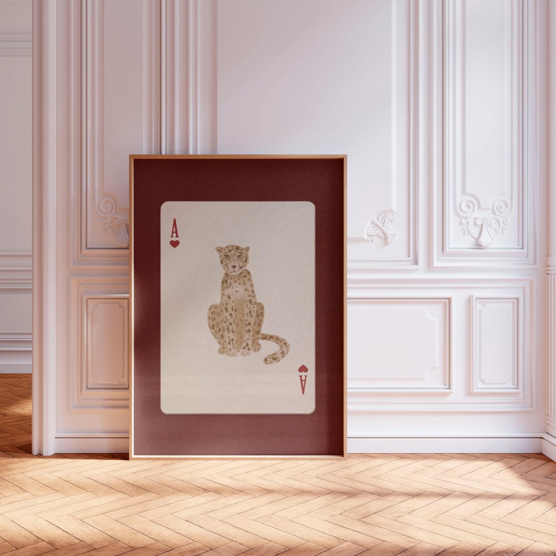 Ace of Hearts Leopard Print: Retro Bar Cart Decor (digital Download - Etsy