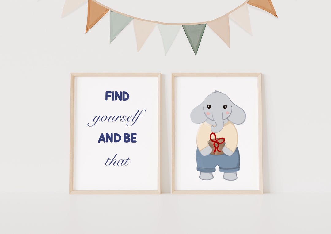 Nursery Wall Art | Elephant Print & Inspirational Quote | Kids Room ...