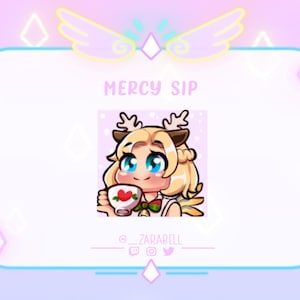 Cute Animated Christmas Jingle Bell Mercy Sip Overwatch Emote for ...
