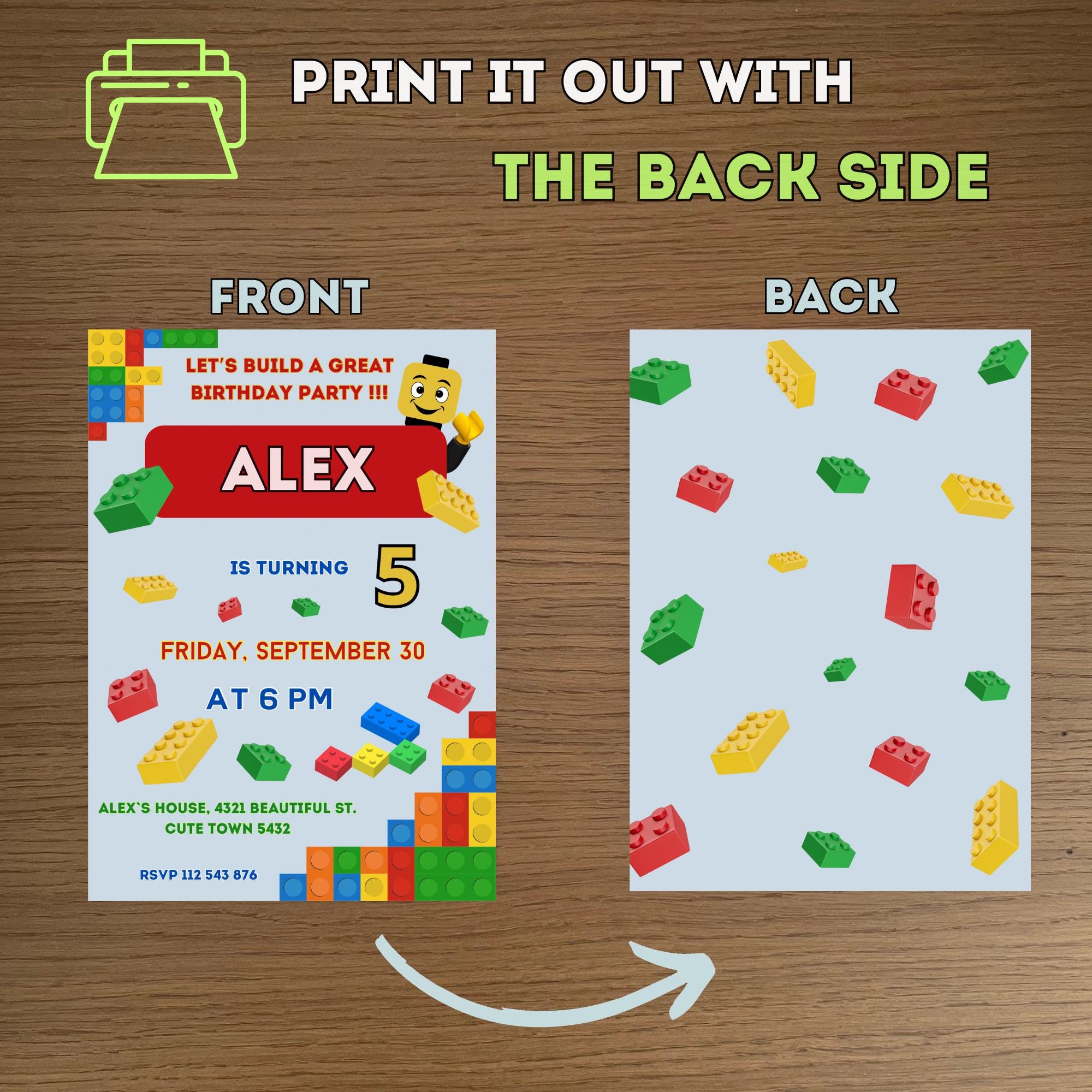 Building Blocks Birthday Invitation Template, Colorful Blocks Bricks ...