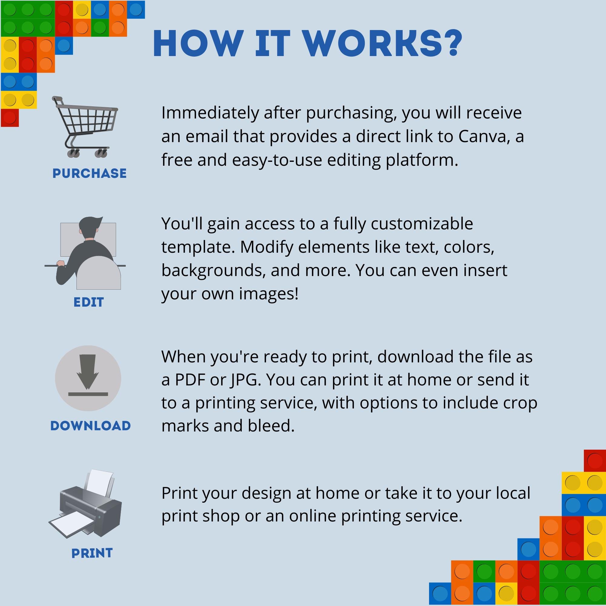 Building Blocks Birthday Invitation Template, Colorful Blocks Bricks ...