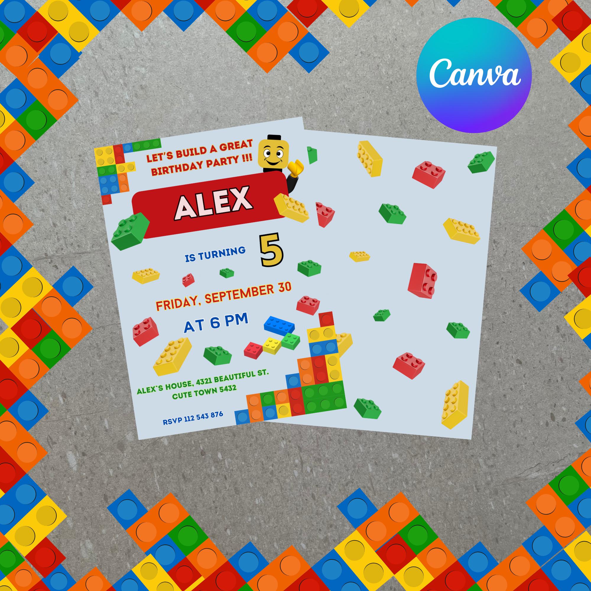Building Blocks Birthday Invitation Template, Colorful Blocks Bricks ...