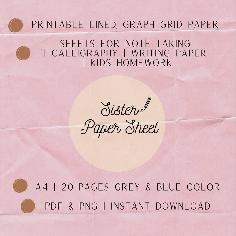 Printable Lined, Graph Grid Paper A4 20 Pages - Etsy