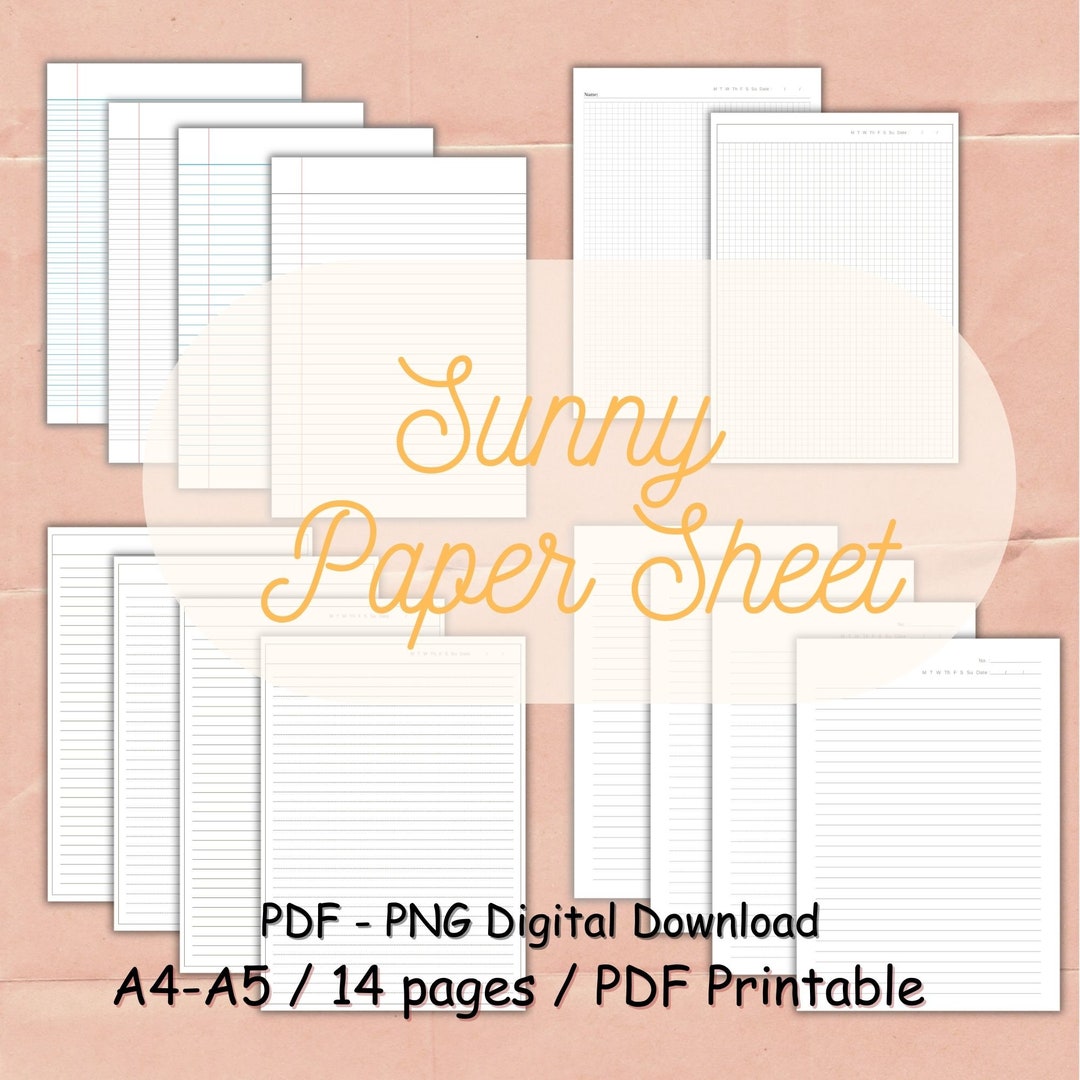 Paper Sheet File for Download A4-A5 - Etsy