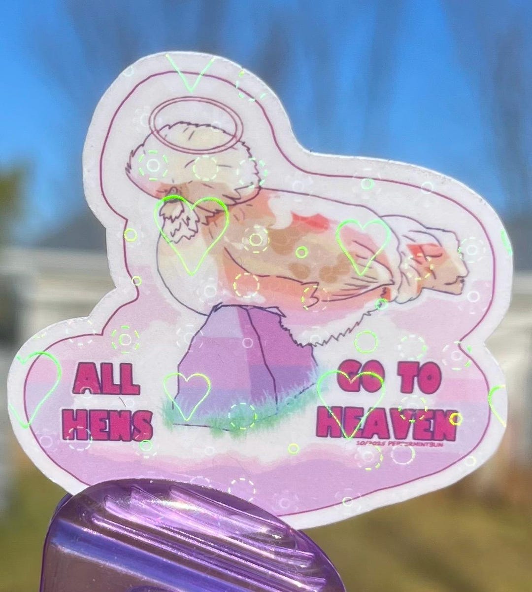 All Hens Go to Heaven / Holographic Chicken Sticker / Polish Hen Art - Etsy