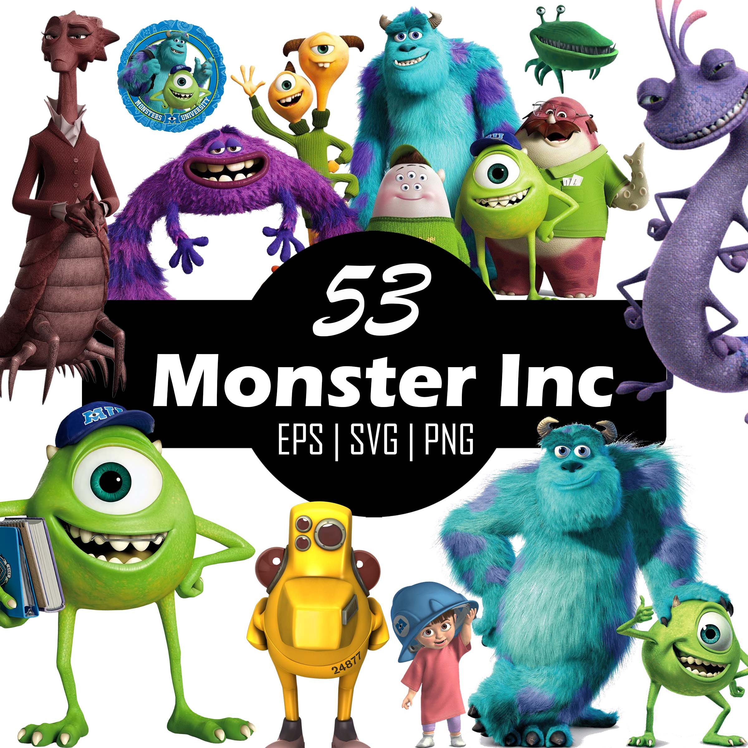 Monsters Inc SVG Clipart Bundle Monsters Inc Layered Svg James Mike Boo ...